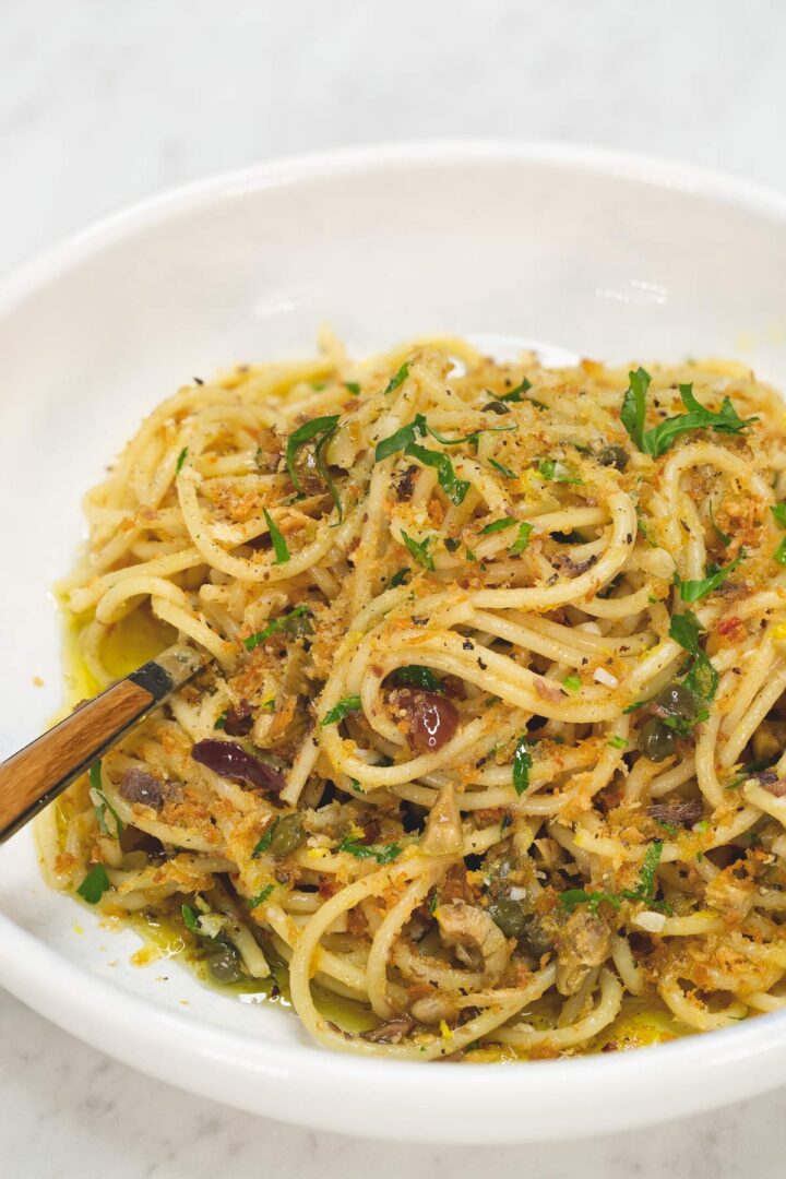 Anchovy Pasta with Breadcrumbs - Recipes by Nora