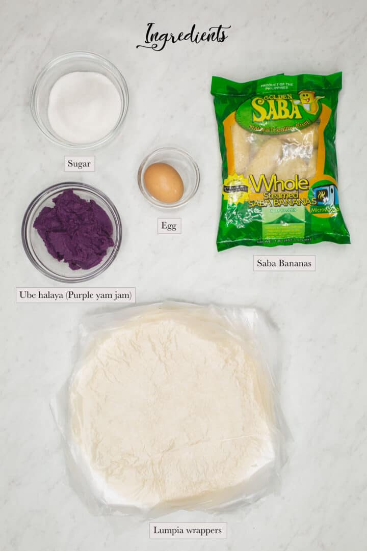 Ube Turon (Banana Lumpia with Ube Halaya)