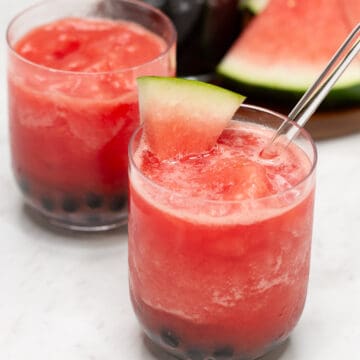Watermelon Slushie Recipe (with Boba)