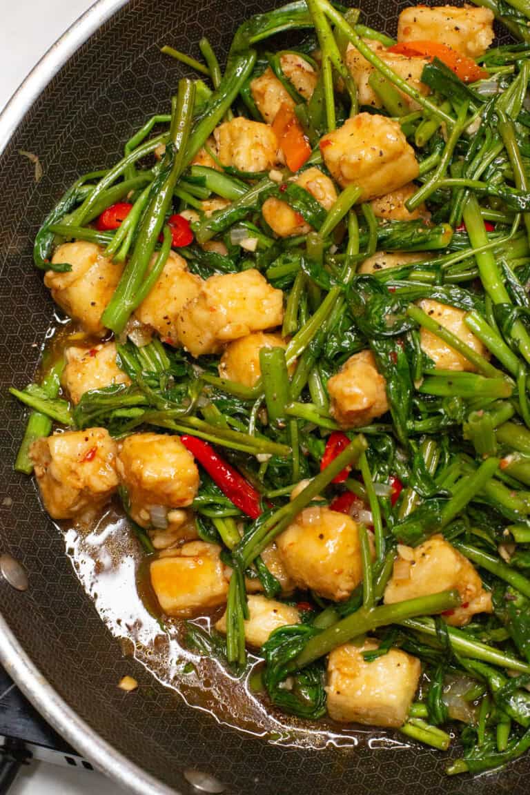 Kangkong and Tofu Stir-Fry