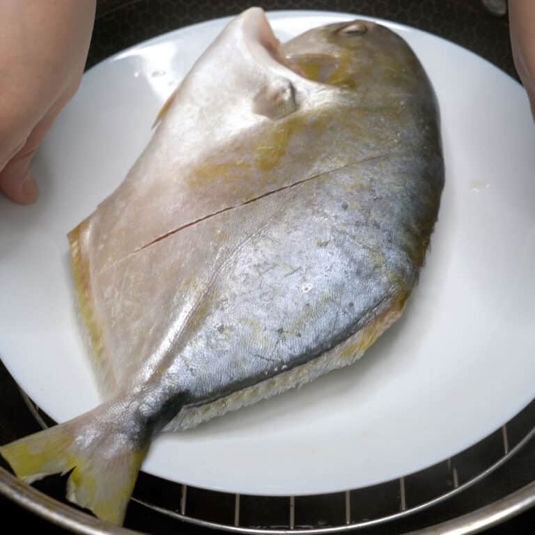 Steamed Pompano Fish with Ginger Scallion Sauce